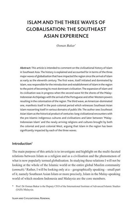 Pdf Islam And The Three Waves Of Globalisation The Southeast Asian