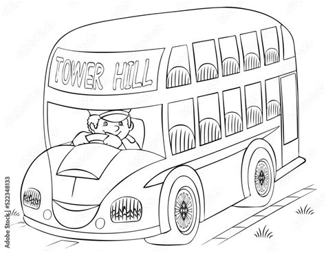 Cartoon London Bus For Coloring Page Vector De Stock Adobe Stock