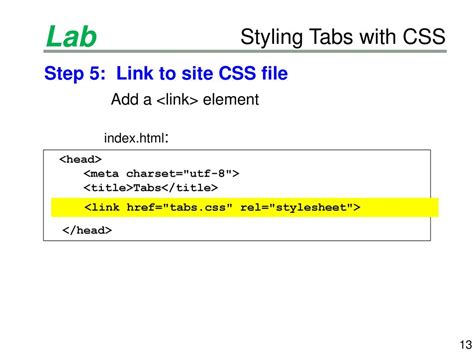 lab styling tabs with css scott lydiard ppt download