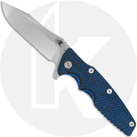 Rick Hinderer Eklipse Knife Spear Point Stonewash Blue Black G Blue Titanium