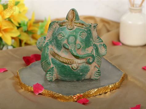 6 Stylise Ganesha Brass Statue Exotic India Art