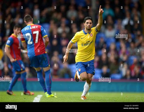 Arsenals Mikel Arteta Celebrates After Scoring His Teams Opening Goal