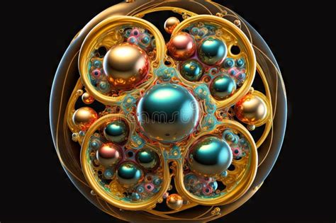 Abstract Representation Of Atom Orbit Connected To Atomic Nucleus And Particles Stock