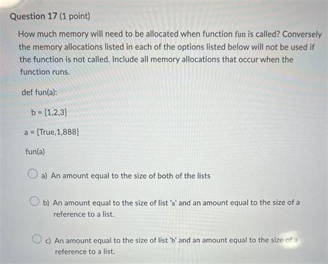 Solved How Much Memory Will Need To Be Allocated When