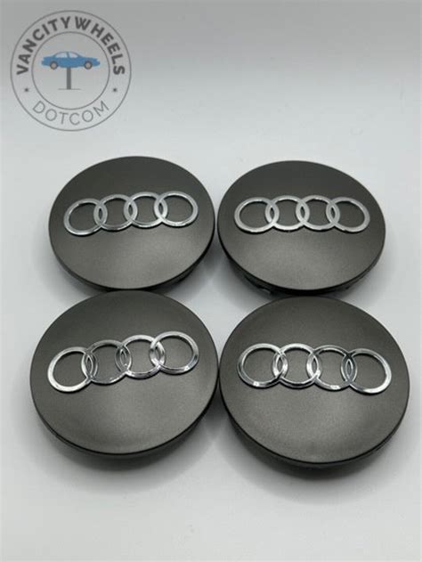 Set Of 4 Grey AUDI Alloy Wheel Center Caps 68mm Grey Center Hub Caps