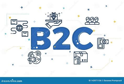 Illustration Of Business Model Conceptbusiness To Customer With Icon