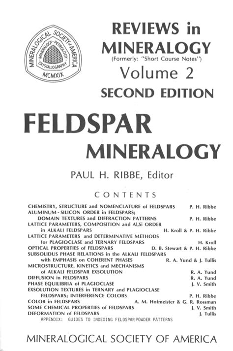 Volume 2 Feldspar Mineralogy Msa