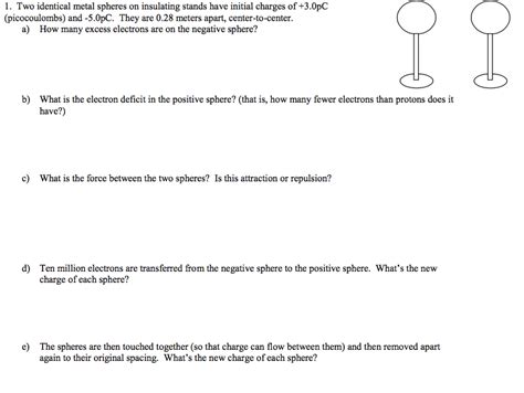 Solved Two Identical Metal Spheres On Insulating Stands Have