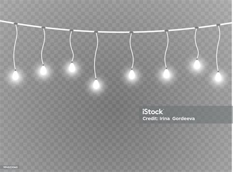 크리스마스 조명 절연된 현실적인 디자인 요소 크리스마스 휴가 카드 배너 포스터 웹 디자인에 대 한 빛나는 조명 화 장식입니다 Led 네온 램프 갈란드 장식품에 대한 스톡