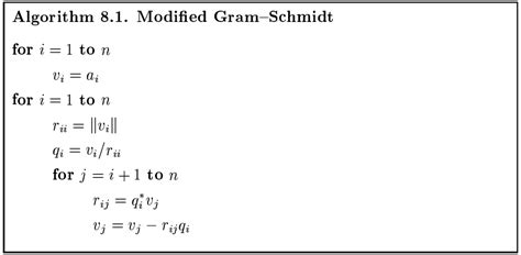 Math How To Properly Implement The Modified Gram Schmidt Algorithm In R Code Stack Overflow