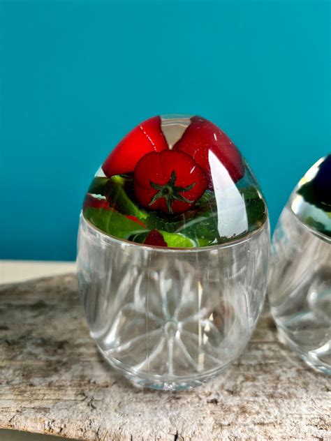 Vintage Kitsch Lucite Jam Pots Orange Strawberry Blueberry Raspberry
