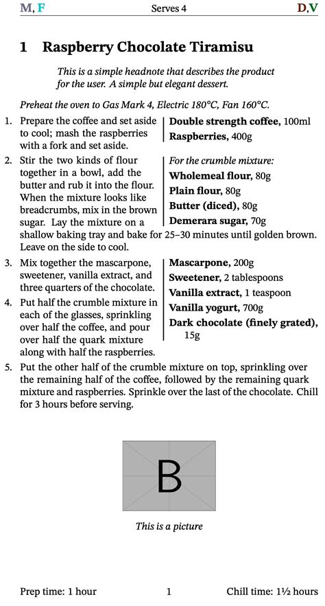 Formatting An Aesthetically Pleasing Recipe Book Template TeX LaTeX Stack Exchange