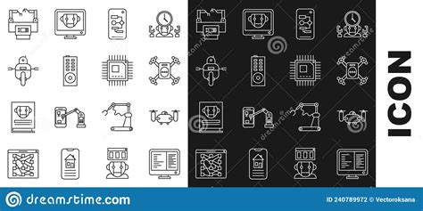 Set Line Computer Monitor Screen Drone Flying With Action Camera Algorithm Remote Control