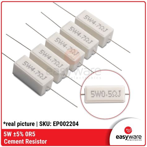 Jual Cement Resistor 5w 5 0r5 Cement Resistor Kapur Putih 0 5 Ohm 5