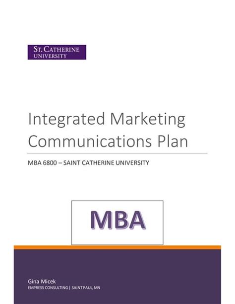 Mba Program Imc Project Micek Pdf