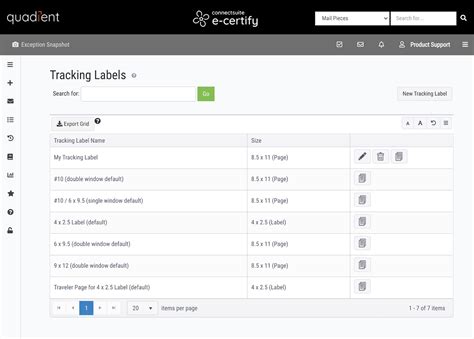 Tracking Labels Connectsuite E Certify