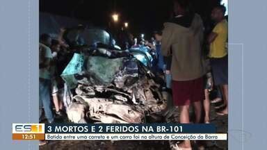 Gazeta Meio Dia Acidente entre carro e carreta deixa três mortos na