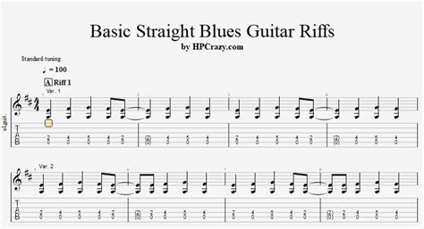 Basic Straight Blues Guitar Riffs Tabs And Backing Track Blues Guitar