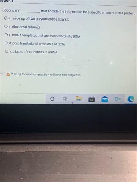 Solved Codons Are That Encode The Information For A Specific Chegg