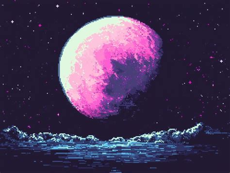 Download Pixel Art Moon In Space Backgrounds Online Creative Fabrica