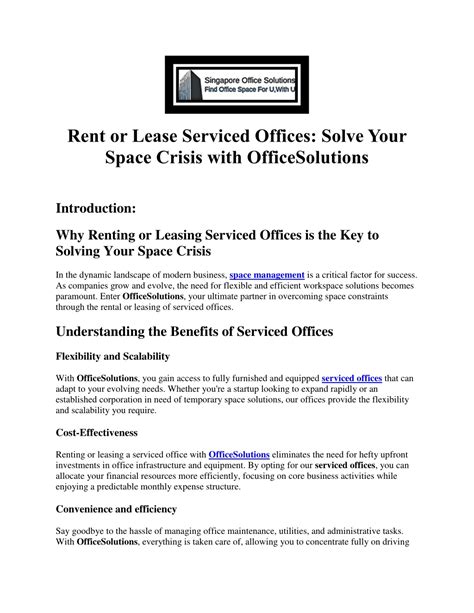 PPT Rent Or Lease Serviced Offices Solve Your Space Crisis With