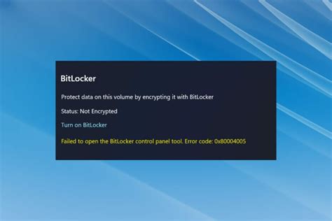 Failed To Open BitLocker Control Panel Tool Fix X