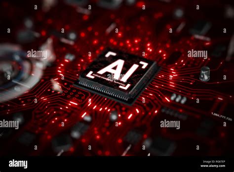 D Render AI Artificial Intelligence Technology CPU Central Processor Unit Chipset On The