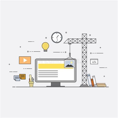 Flat Mobile Ui Ux Design Web Infographic Concept Vector Crane Creating Interface On Screen