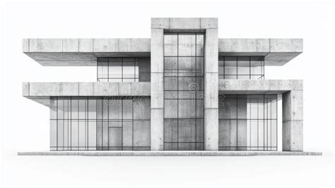 Minimalist Concrete Building With Large Glass Windows Showcasing Modern Architectural Design