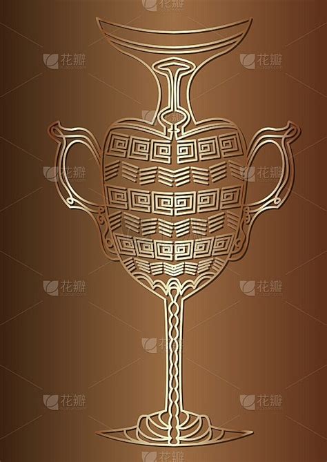 古埃及风格的豪华瓶瓶金色渐变背景设计装饰图像与3d错觉