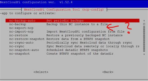 nextcloudpi kein ncp export menüpunkt no ncp export menu item ℹ️
