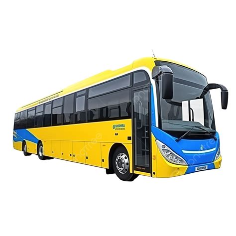 3d 렌더링 태국 시내 버스 파란색 흰색 노란색 오른쪽 및 전면에서 후면 구성 보기 Png 그림에 초점 공항 안락 의자