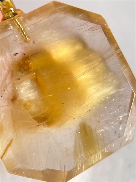 Yellow Amphibole Quartz Pendant Inclusion Quartz Pendant Amphibole