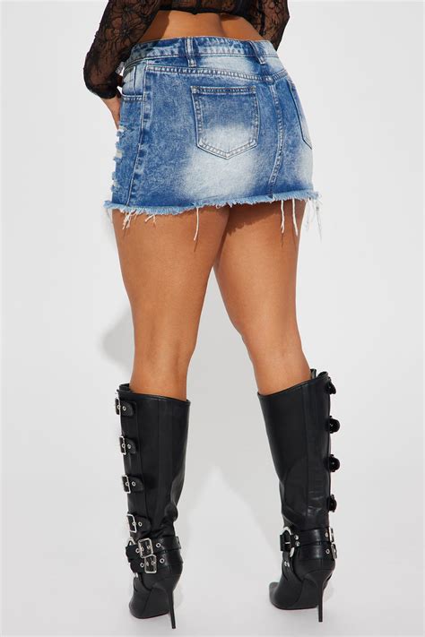 Unbothered Denim Micro Mini Skirt Medium Wash Fashion Nova Skirts