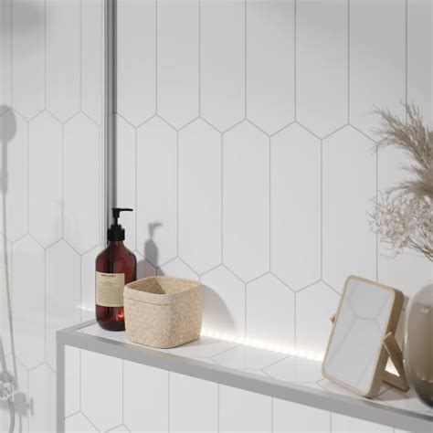 Fibo Elongated Hexagonal Tile Effect Laminate Wall Panel White