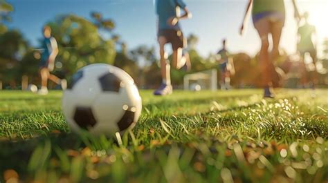 A Group Of Friends Are Playing Soccer In The Park They Are All Having A