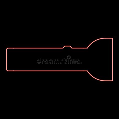 Neon Torch Flashlight Light Device Red Color Vector Illustration Image