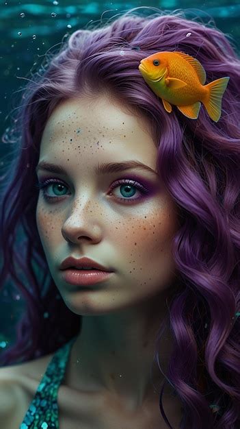 Frontal Portrait Of A Whimsical And Colorful Woman Premium Ai