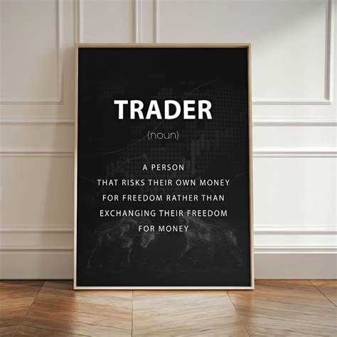 Trader Noun Definition Motivational Wall Art Trader Office Decor Canvas Print T For Trading