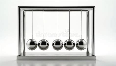 Newton Pendulum Cradle Made Of Shiny Chrome Metal Balls Physics