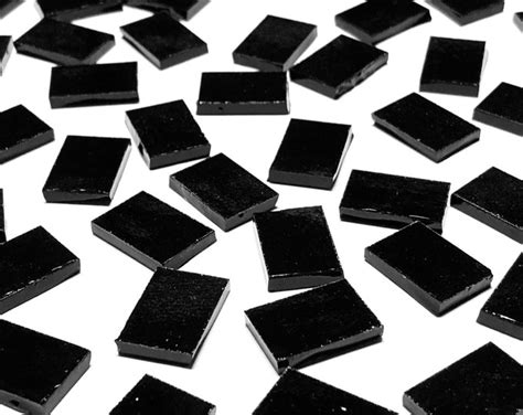Opaque Black Stained Glass Mosaic Tile Border Pieces Etsy