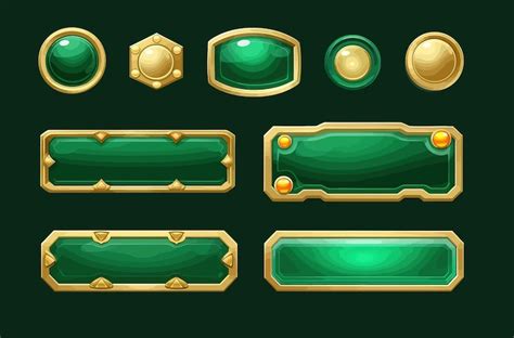 배경 만화 벡터 일러스트 레이 션에 Gemsisolated와 금 또는 강철 금속의 은색 청동과 황금 빈티지 게임 프레임 중세 테두리 프리미엄 벡터