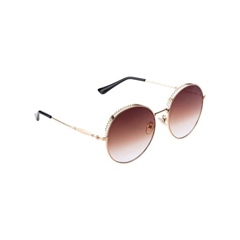 Buy E2o Fashion Unisex Brown Lens And Golden Round Sunglasses With Uv