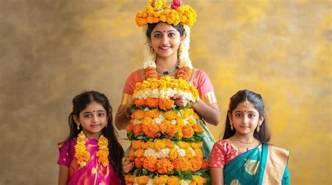 Happy Bathukamma Poster Flower Festival Celebrated By The Women Of In