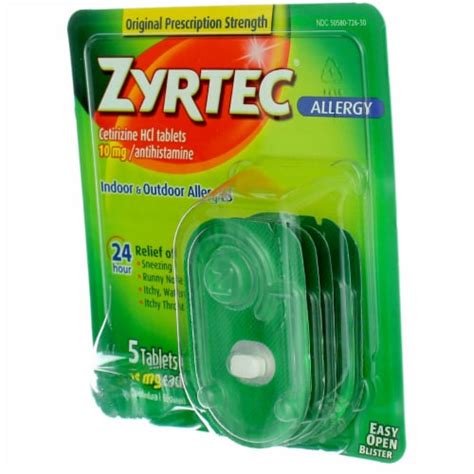 Zyrtec 24 Hour Allergy Relief Tablets Cetirizine Hcl 5 Ct Smiths