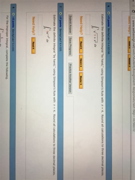 Solved Estimate The Definite Integral By Hand Using