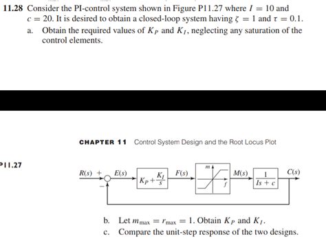 Solved Consider The PI Control System Shown In Figure Chegg