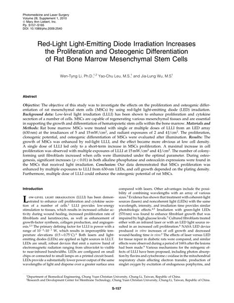 Pdf Red Light Light Emitting Diode Irradiation Increases The