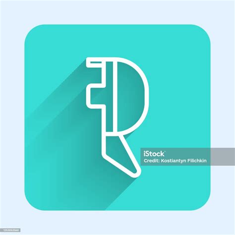긴 그림자로 격리 된 화이트 라인 펜싱 헬멧 마스크 아이콘 전통적인 스포츠 방어 녹색 정사각형 버튼입니다 벡터 일러스트레이션 강철에 대한 스톡 벡터 아트 및 기타 이미지