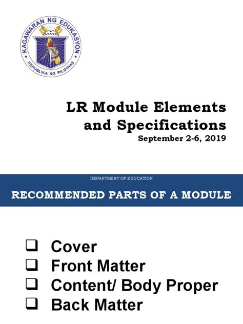 Lr Module Elements And Specifications September 2 6 2019 Pdf Book